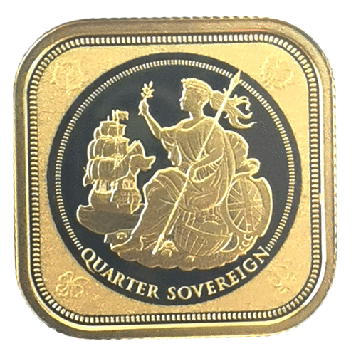 Pre-Owned 2019 Tristan da Cunha Four-Sided Quarter Sovereign Gold Coin ...