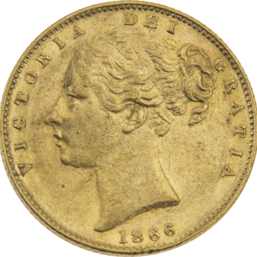 Pre-Owned 1866 London Mint Victorian 'Shield' D.N 47 Full Sovereign ...