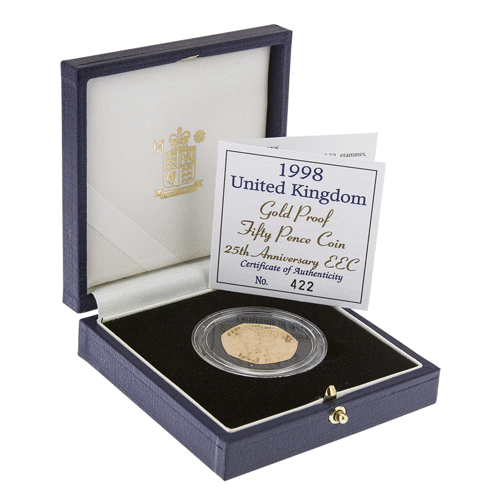 Pre-Owned 1998 UK 25th Anniversary of the EEC 50p Proof Gold Coin | Pre ...