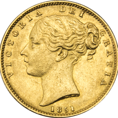 Pre-Owned: 1851 London Mint Victorian 'Shield' Full Sovereign Gold Coin ...