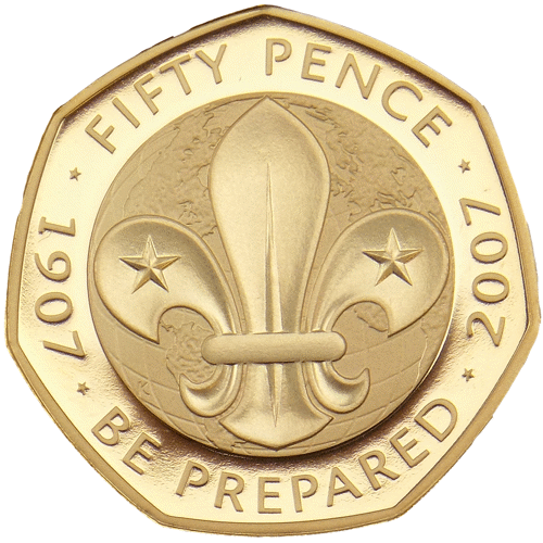 Pre-Owned 2007 UK Scouting Centenary 50p Proof Design Gold Coin | Out ...