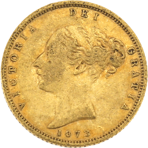 Pre-Owned 1873 London Mint DN.256 Victorian 'Shield' Half Sovereign ...