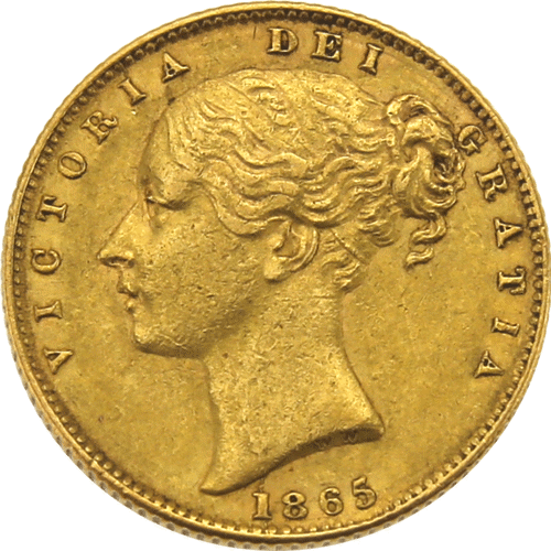 Pre-Owned 1865 London Mint DN.14 Victorian 'Shield' Full Sovereign Gold ...