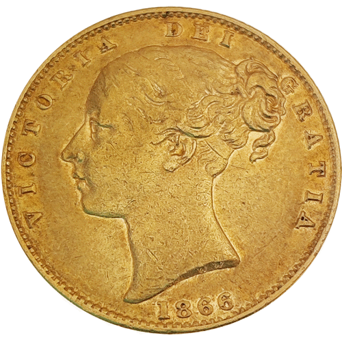 Pre-Owned 1866 London Mint DN.15 Victorian "Shield" Full Sovereign Gold ...