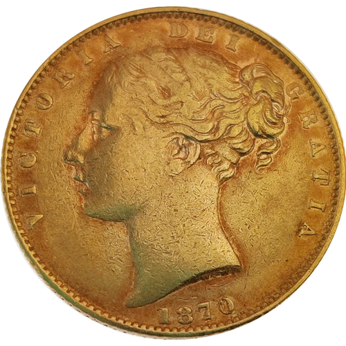 Pre-Owned 1870 London Mint DN.82 Victorian "Shield" Full Sovereign Gold ...