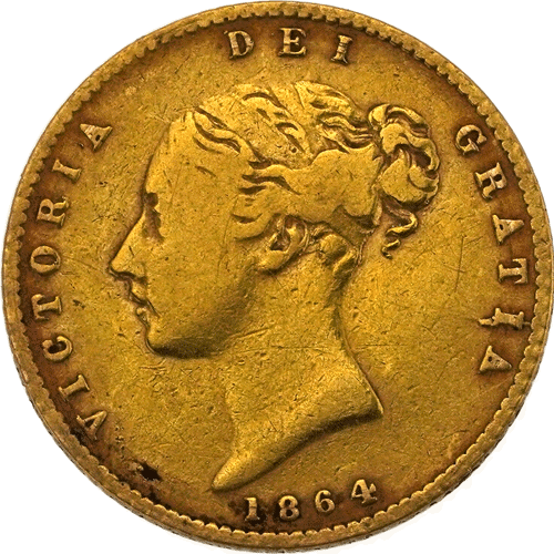 Pre-Owned 1864 London Mint DN.30 Victorian 'Shield' Half Sovereign Gold ...