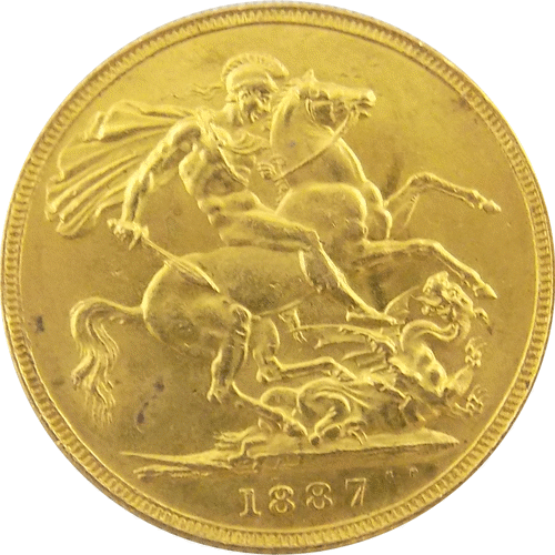 Pre-Owned 1887 London Mint Victoria Young Head Full Sovereign Gold Coin ...