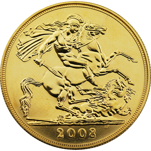 Pre-Owned 2008 UK Brilliant Uncirculated Quintuple Sovereign Gold Coin ...