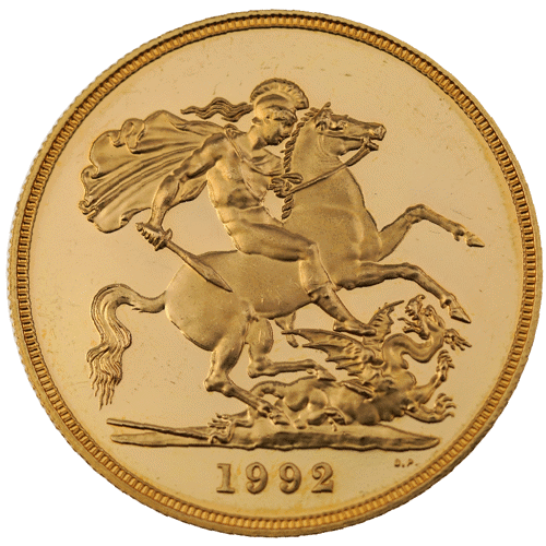 Pre-Owned 1992 UK Quintuple Sovereign Proof Design Gold Coin | Out Of ...