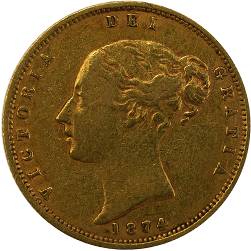Pre-Owned 1874 London Mint DN.12 Victorian 'Shield' Half Sovereign Gold ...