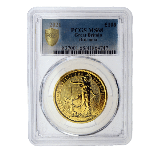 Pre-Owned 2021 UK Britannia 1oz Gold Coin - PCGS Graded MS68 - 837001. ...