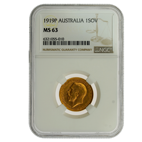 Pre-Owned 1919 Perth Mint Full Sovereign Gold Coin NGC Graded MS63 - 6321055-010 | Out Of Stock ...