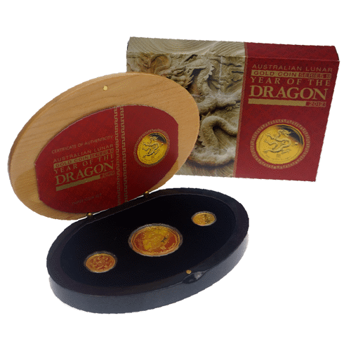Pre-Owned 2012 Australian Lunar Dragon Proof Gold 3-Coin Set | Out Of ...