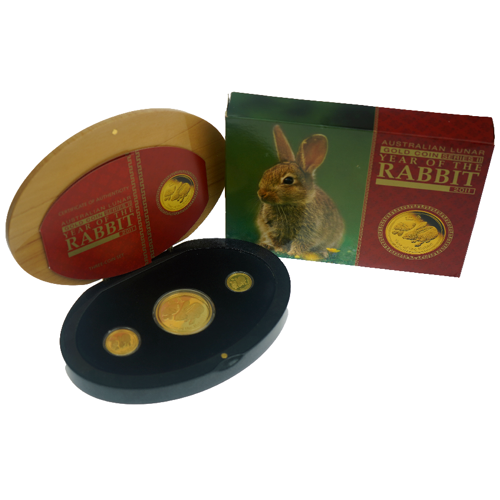 Pre-Owned 2011 Australian Lunar Rabbit Proof Gold 3-Coin Set | Out Of ...