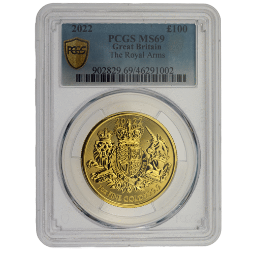 Pre-Owned 2022 UK Royal Arms 1oz Gold Coin PCGS Graded MS69 - 902829.69 ...