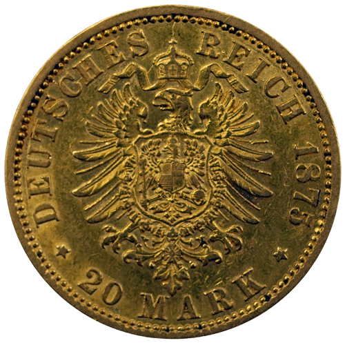 Pre-Owned 1875 German Wilhelm I 20 Mark Gold Coin | Pre-Owned ...