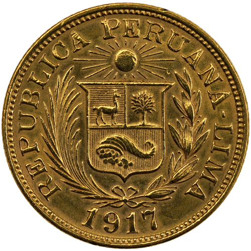 Pre-Owned 1917 Peru 1 Libra Gold Coin | Out Of Stock | Atkinsons Bullion