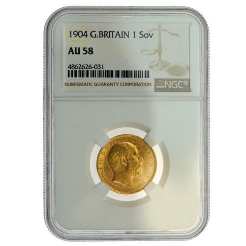Pre-Owned 1904 UK Full Sovereign Gold Coin NGC Graded AU 58 - 4862626 ...