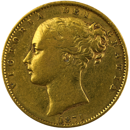 Pre-Owned 1871 London Mint DN.47 Victorian "Shield" Full Sovereign Gold ...