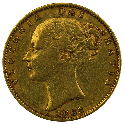 Pre-Owned 1865 London Mint DN.27 Victorian 'Shield' Full Sovereign Gold ...