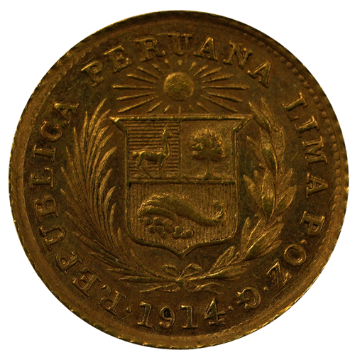 Pre-Owned 1914 Peru 1/5 Libra Gold Coin | Out Of Stock | Atkinsons Bullion