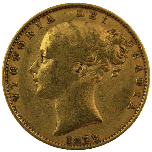 Pre-Owned 1872 London Mint DN.84 Victorian "Shield" Full Sovereign Gold ...