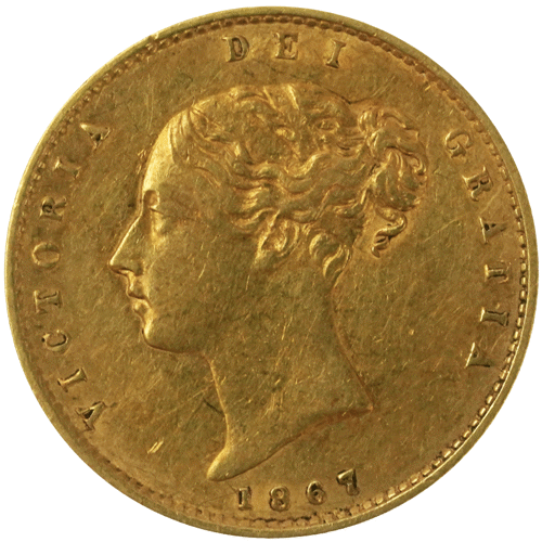 Pre-Owned 1867 London Mint DN.20 Victorian 'Shield' Half Sovereign Gold ...