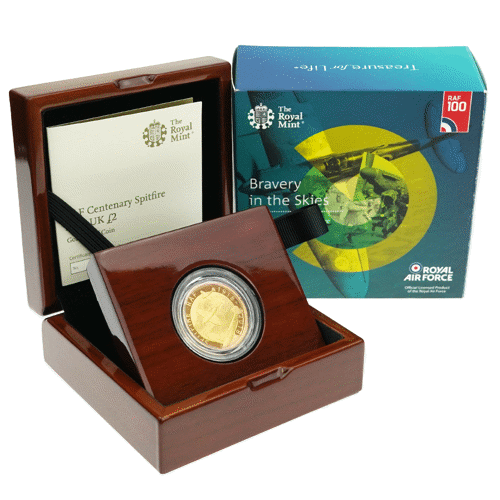 Pre-Owned 2018 UK RAF Centenary Spitfire £2 Proof Gold Coin | Out Of ...