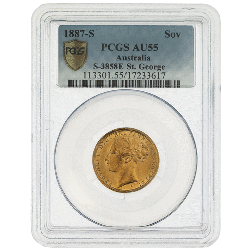 Pre-Owned 1887 Sydney Mint Victoria Young Head Full Sovereign Gold Coin ...
