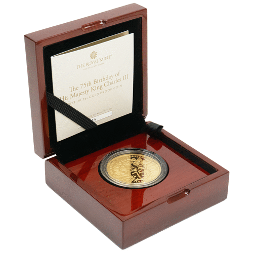 Pre-Owned 2023 UK 75th Birthday of King Charles III 2oz Proof Gold Coin - Missing Outer Box ...