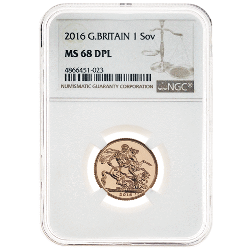 Pre-Owned 2016 UK Full Sovereign Gold Coin - NGC Graded MS 68 DPL ...