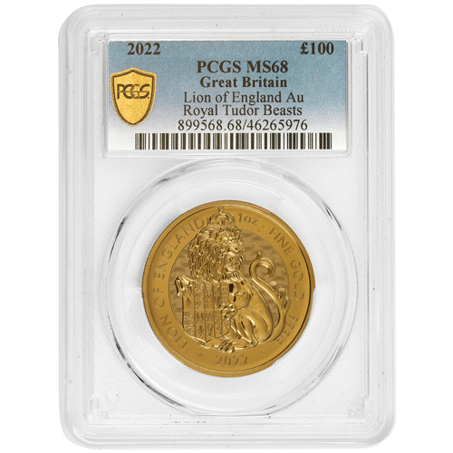 Pre-Owned 2022 UK Tudor Beasts Lion of England 1oz Gold Coin - PCGS ...