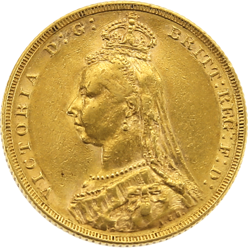 Pre-Owned 1889 Melbourne Mint Victoria Jubilee Head Full Sovereign Gold ...