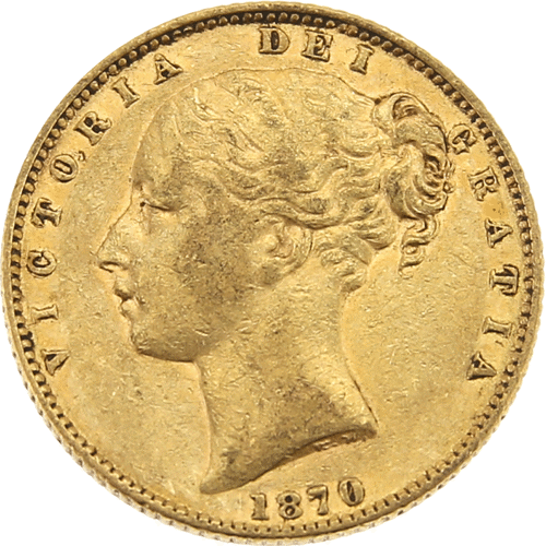 Pre-Owned 1870 London Mint Victorian "Shield" Full Sovereign Gold Coin ...