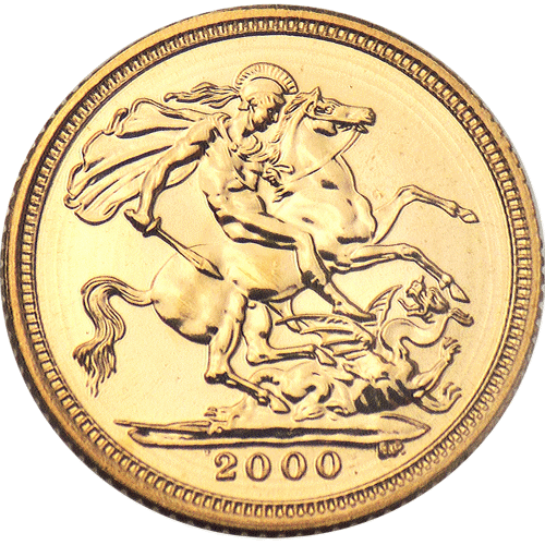 Pre-Owned 2000 UK 'Millennium' Elizabeth II Half Sovereign Gold Coin ...
