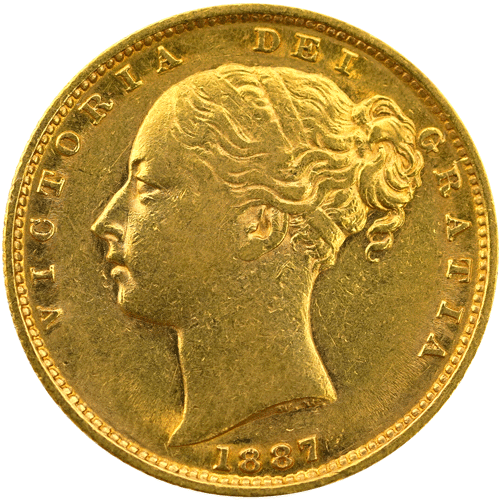 Pre-Owned 1887 Sydney Mint Victoria Young Head 'Shield' Full Sovereign ...