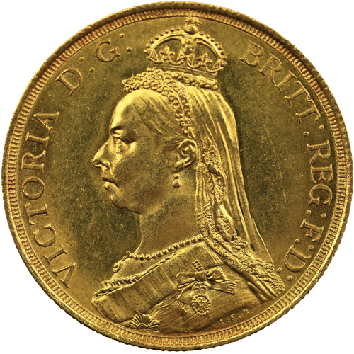 Pre-Owned 1887 UK Victoria Jubilee Head Double Sovereign Gold Coin ...