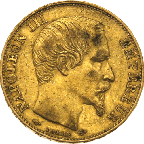 Pre-Owned 1856 French Napoleon III Wreath 20 Franc Gold Coin | Out Of ...