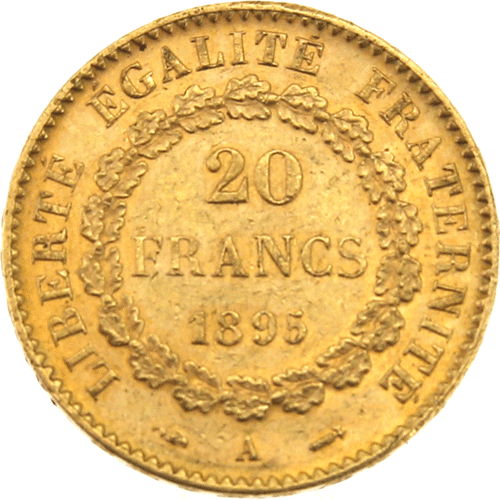 Pre-Owned 1895 French 20 Franc Lucky Angel Gold Coin | Pre-Owned ...