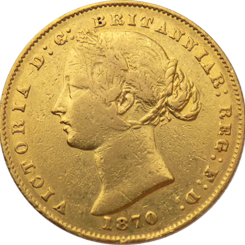 Pre-Owned 1870 Australian Mint Victoria Full Sovereign Gold Coin | Out ...